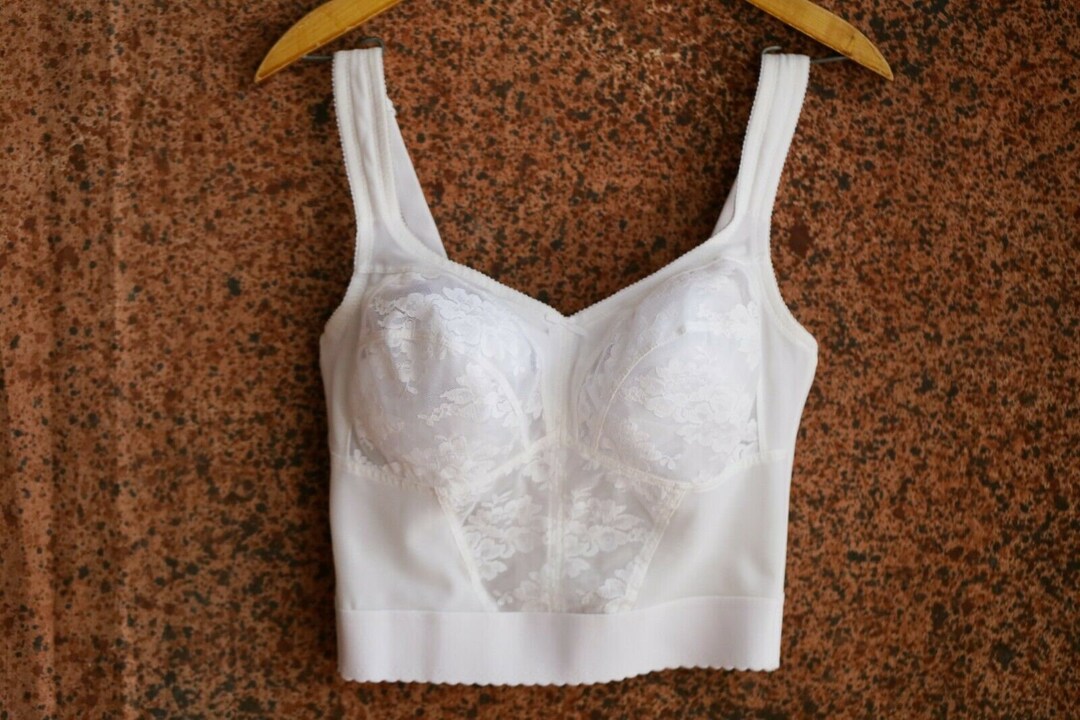 Vintage Wonderbra Lace Accent White Bustier Corset Bra W Comfort Straps ...