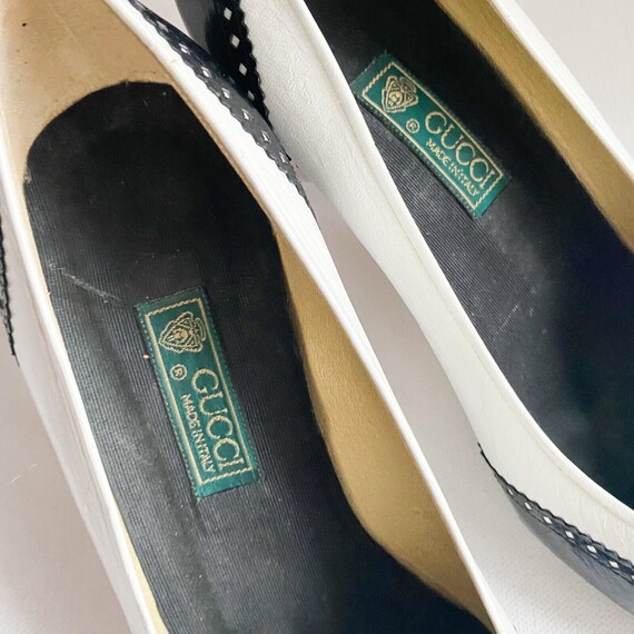 Vintage Gucci 80s Black White Spectator Style Low Hee… - Gem