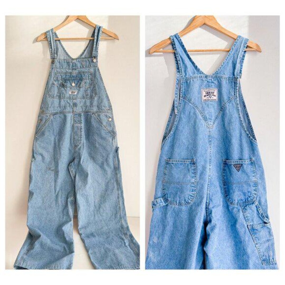 Vintage Guess Light Wash Blue Denim Overalls L - Etsy