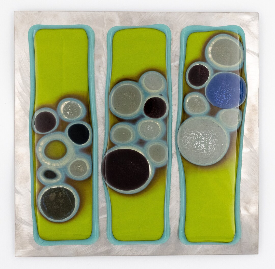 Lime Green Modern Glass and Steel Wall Art | Unique Perfect for Any ...