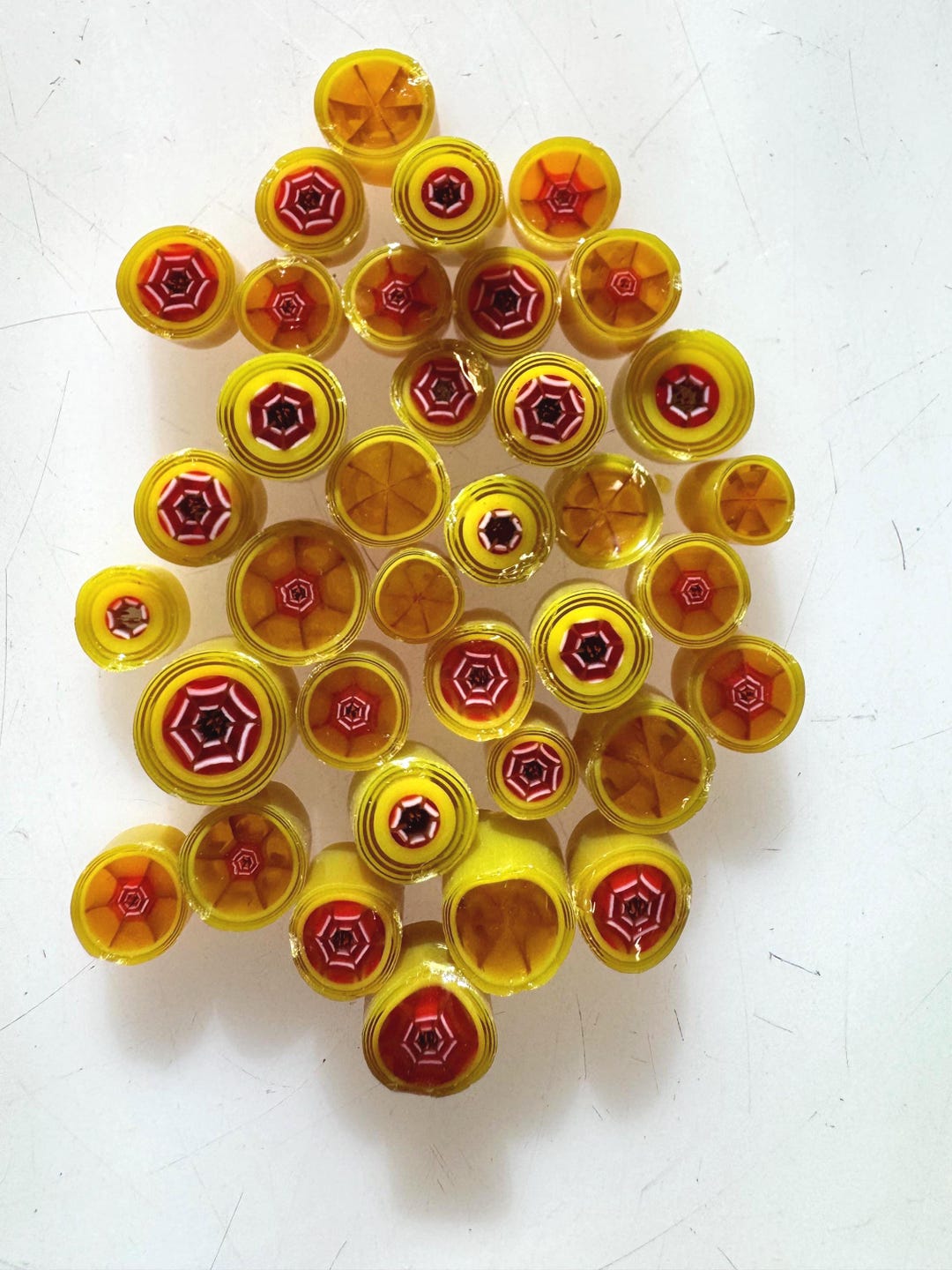 Fused Glass Murrini Using Bullseye Glass 90 COE -- Orange and Green ...