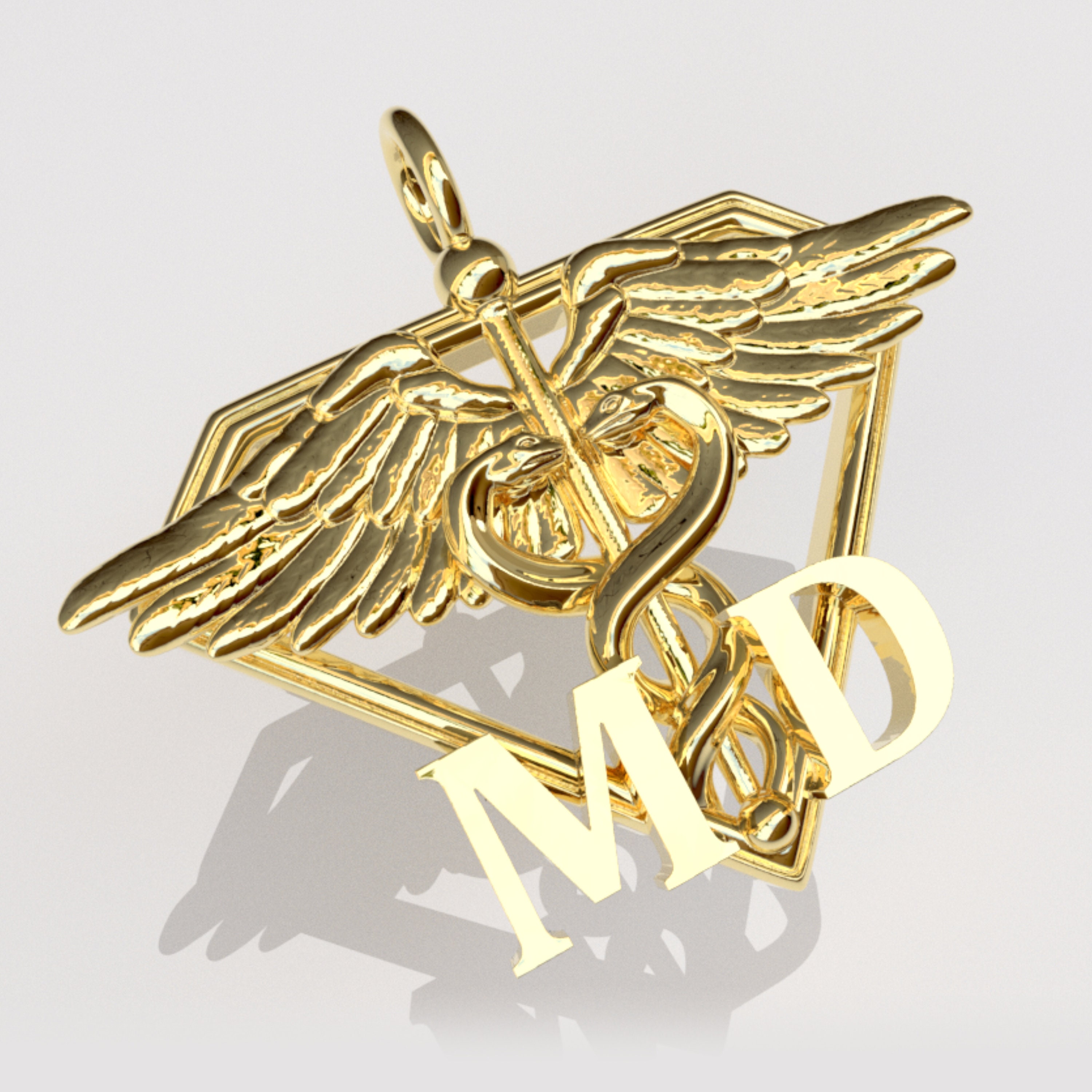 Medical Pendant MD Diamond Gift for Doctor ,caduceus Jewelry Gift for ...