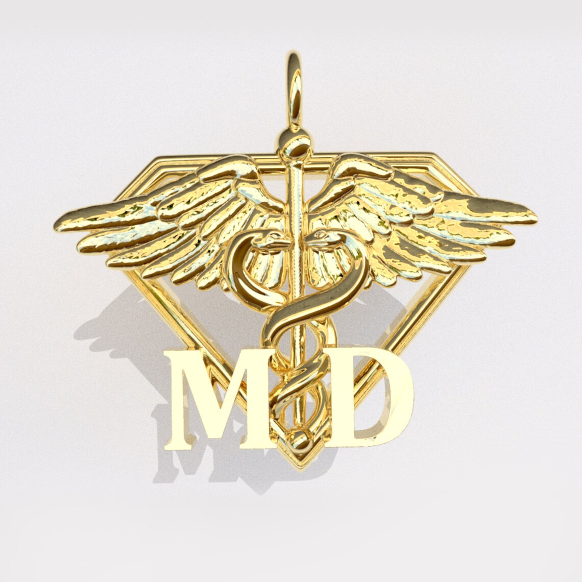 Medical Pendant MD Diamond Gift for Doctor ,caduceus Jewelry Gift for ...