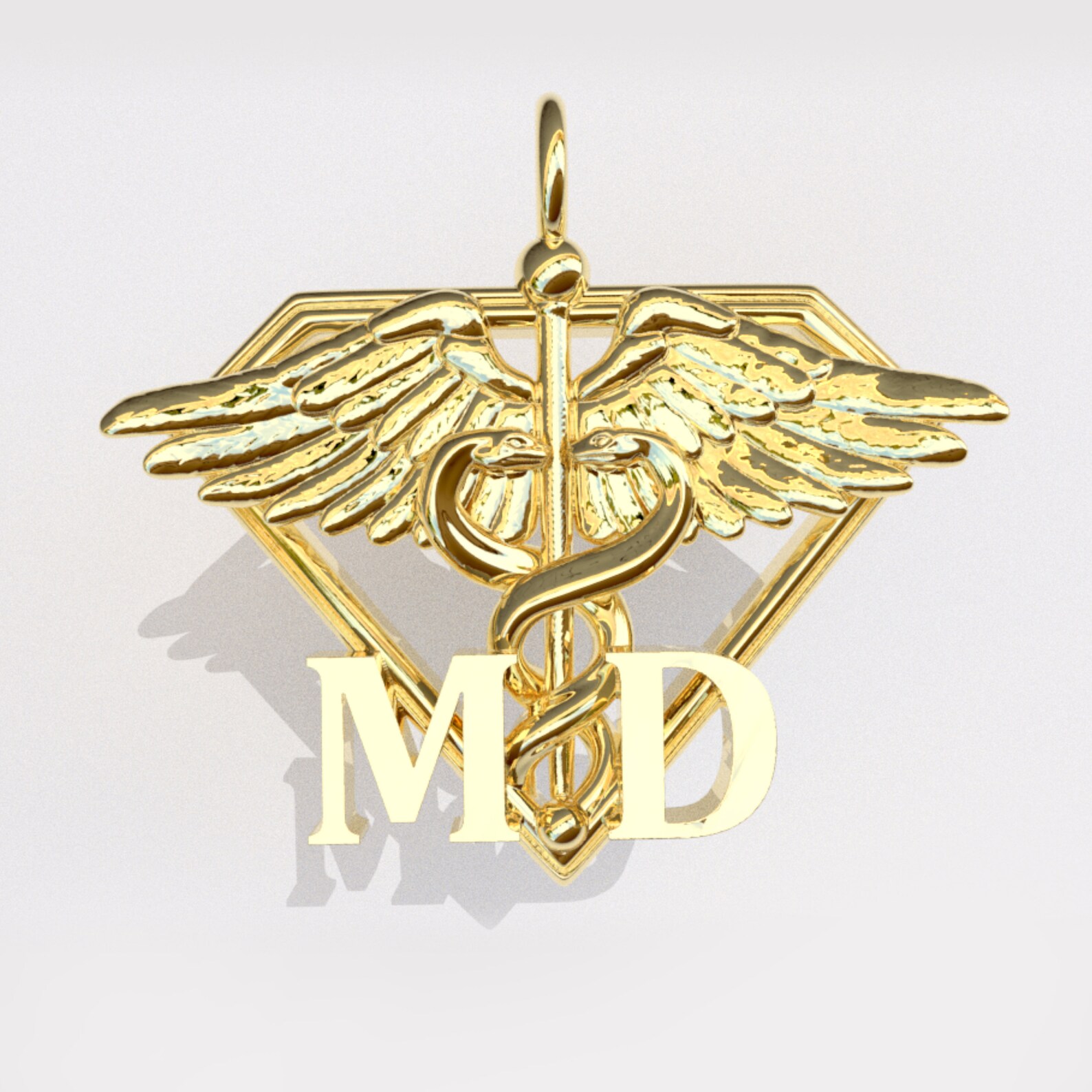 Medical Pendant MD Diamond Gift for Doctor ,caduceus Jewelry Gift for ...