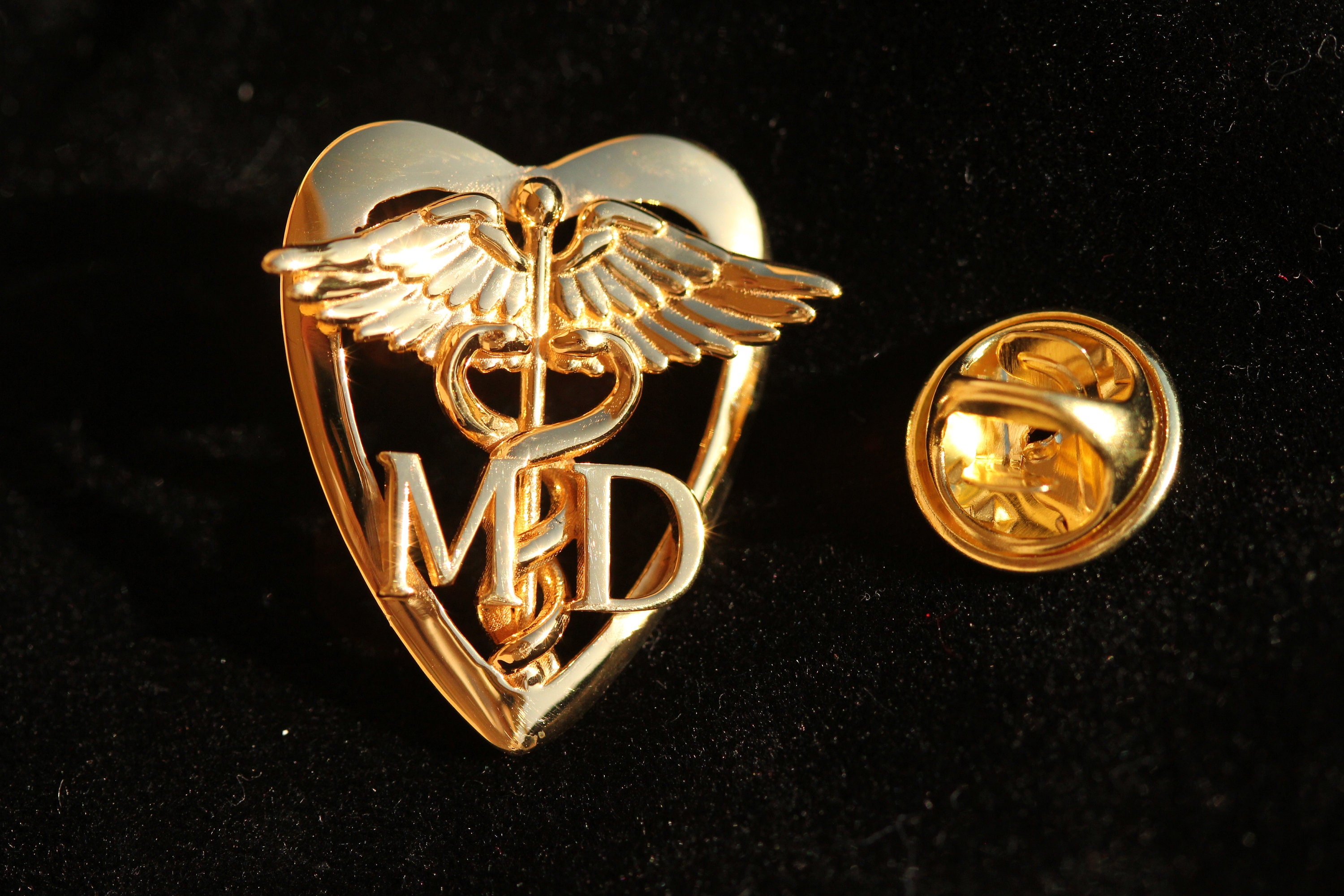 Medical Symbol MD Heart Lapel Pin, Staff of Hermes, Caduceus Medical ...