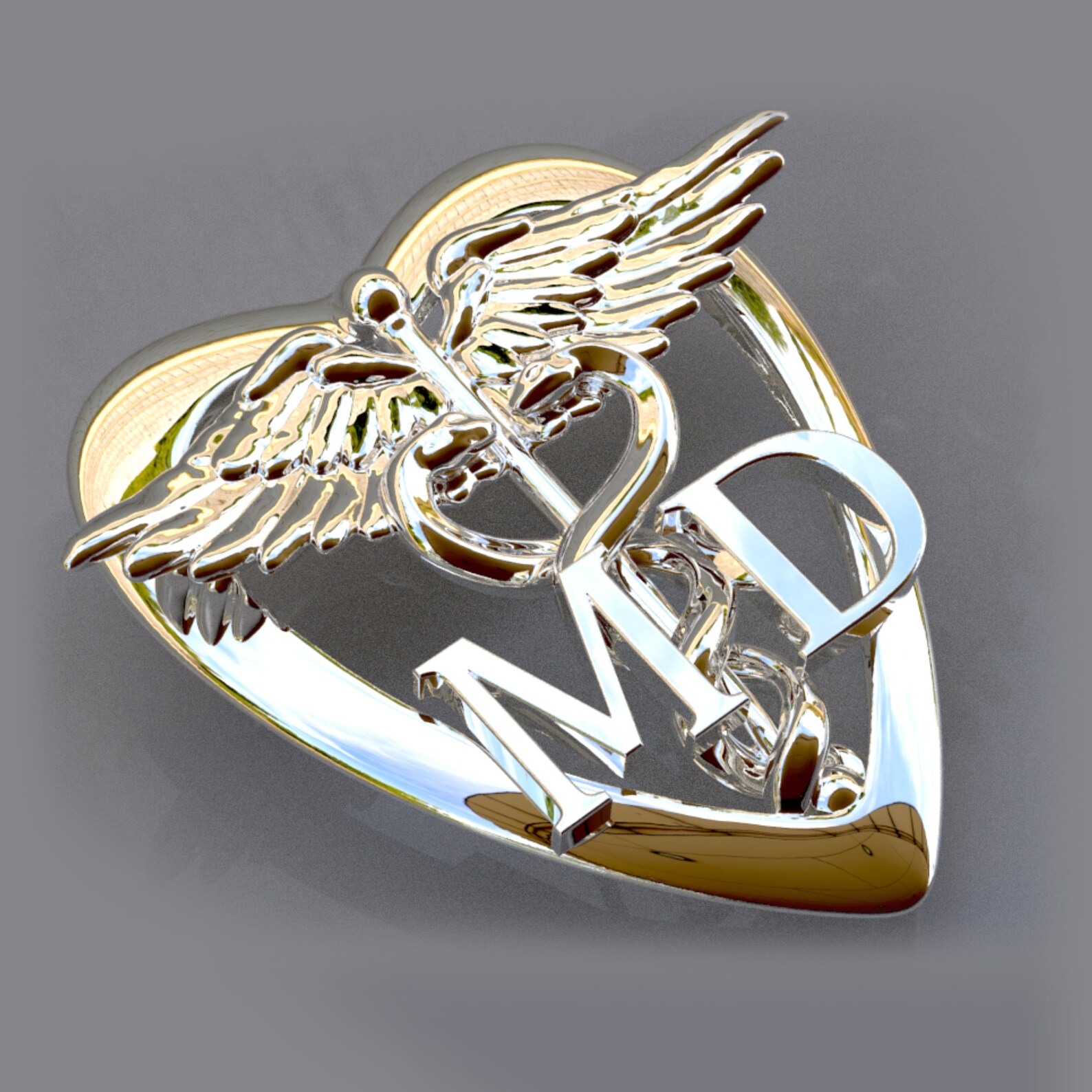 Medical Symbol MD Heart Lapel Pin, Staff of Hermes, Caduceus Medical ...