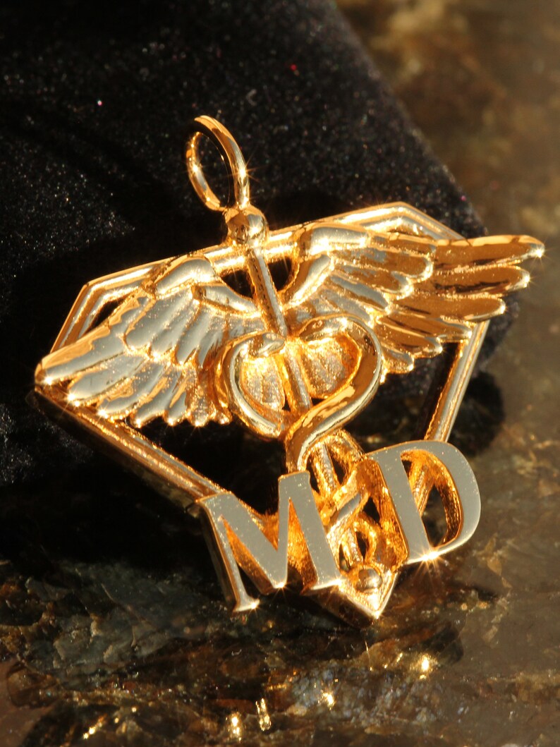 Medical Pendant MD Diamond Gift for Doctor ,caduceus Jewelry Gift for ...