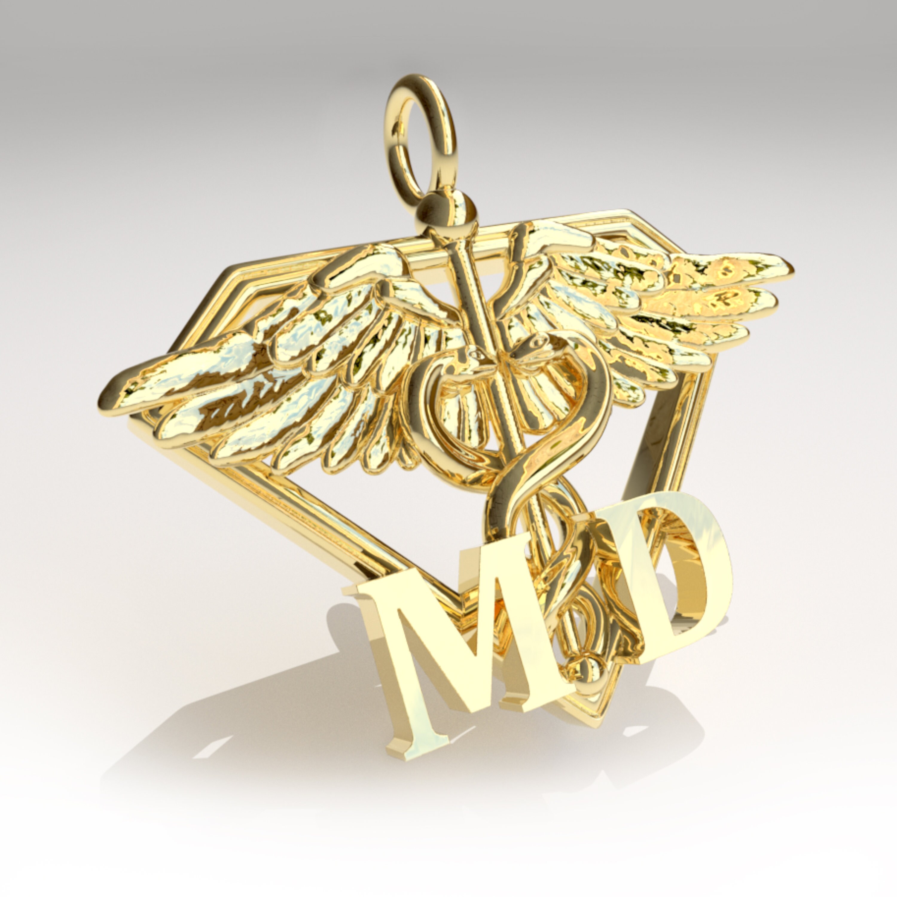 Medical Pendant MD Diamond Gift for Doctor ,caduceus Jewelry Gift for ...