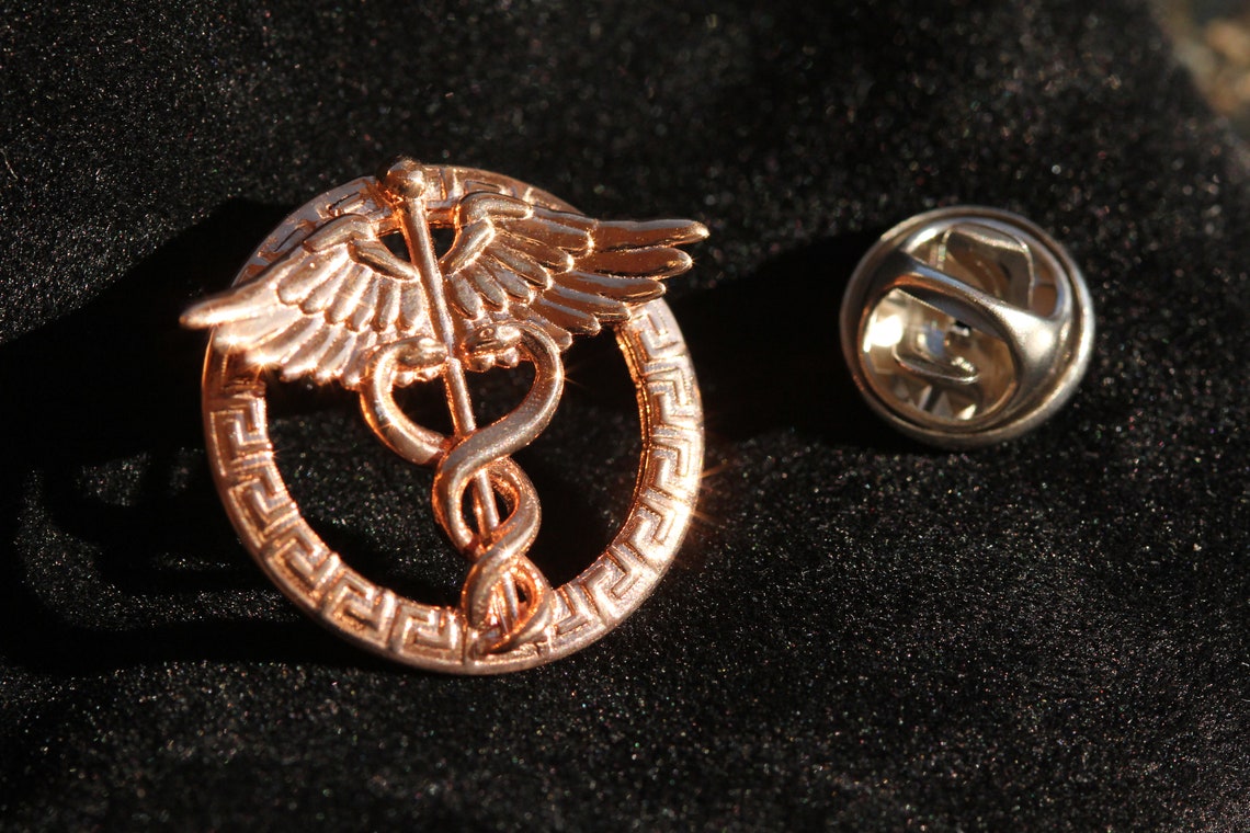 Lapel Pin, Symbol for Medicine, Rose Gold Plated, Nurses, Doctors ...