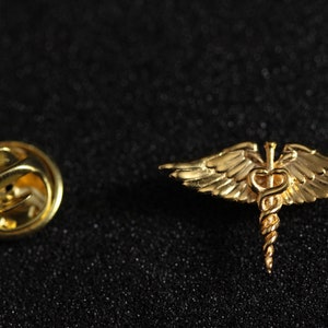 Medical Pin Caduceus 14k gold plated Gift for Doctors | Etsy