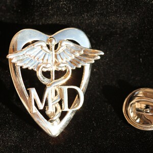 Medical Symbol MD Heart Lapel Pin, Staff of Hermes, Caduceus Medical ...