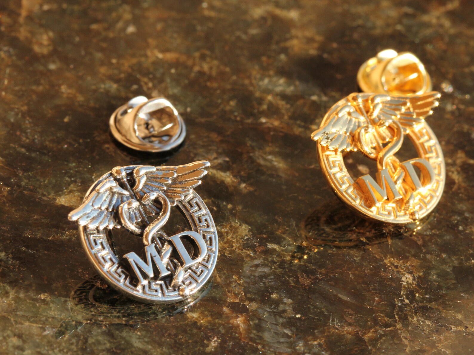 Medical Pin MD Greek Design, Gift for Doctor Army Doctor Caduceus ...