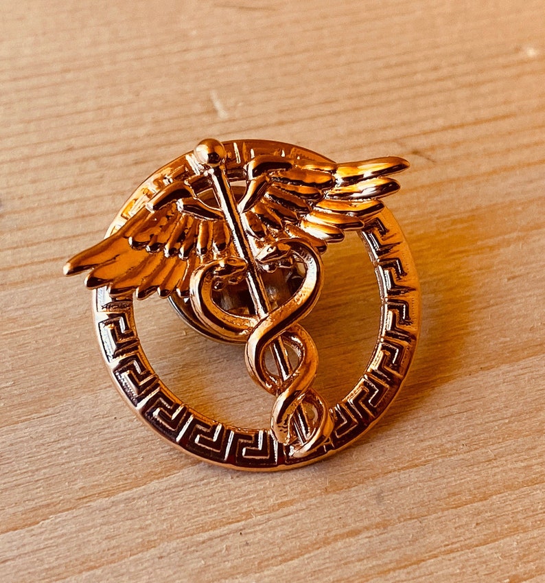 Lapel Pin, Symbol for Medicine, Rose Gold Plated, Nurses, Doctors ...