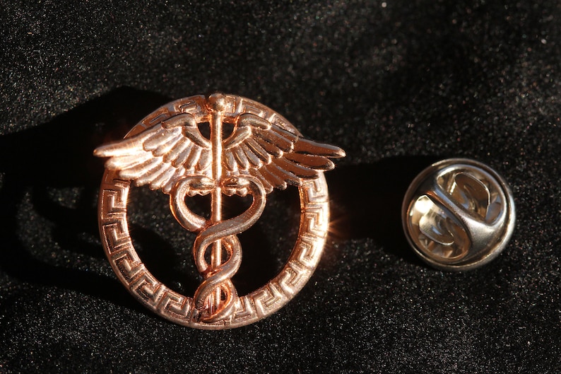 Lapel Pin, Symbol for Medicine, Rose Gold Plated, Nurses, Doctors ...