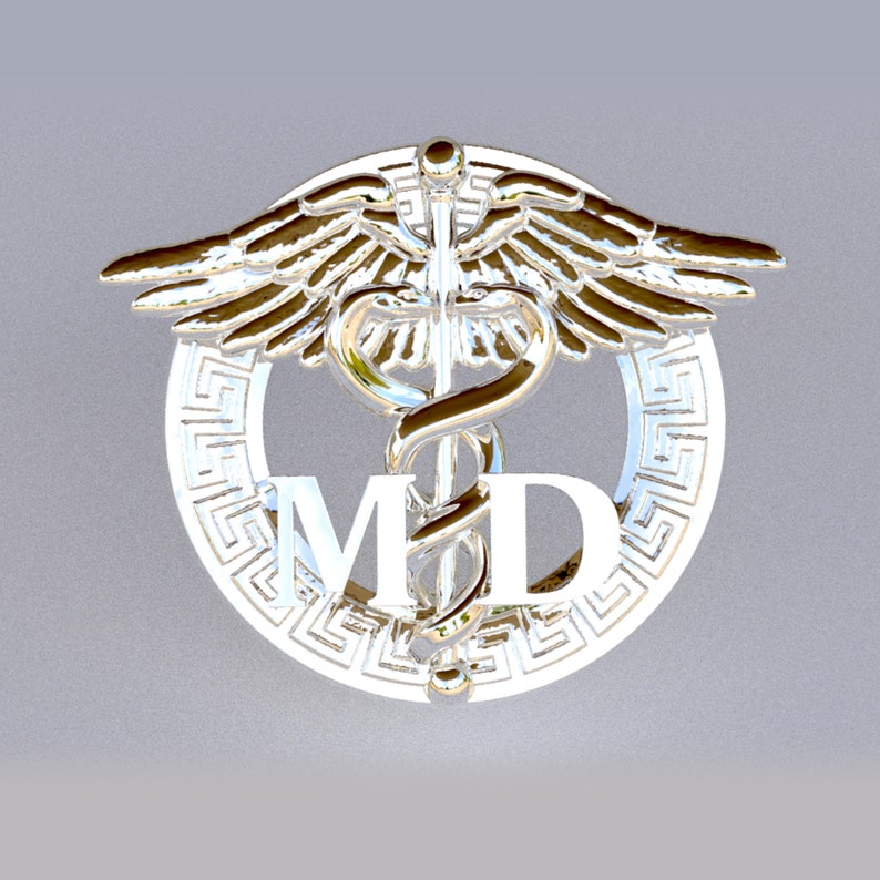 Medical Pin MD Greek Design, Gift for Doctor Army Doctor Caduceus ...