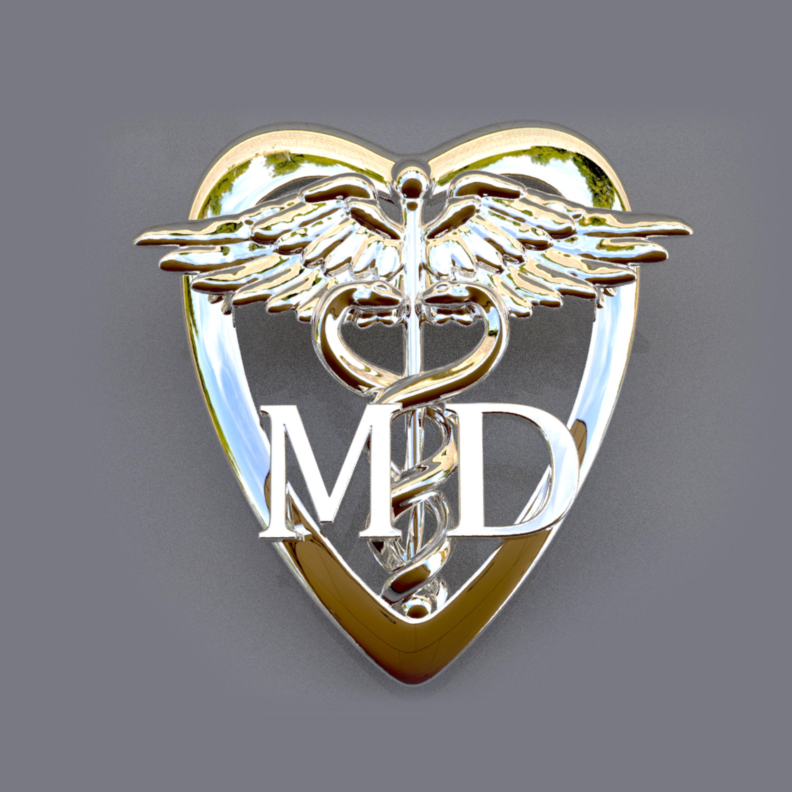Medical Symbol MD Heart Lapel Pin, Staff of Hermes, Caduceus Medical ...