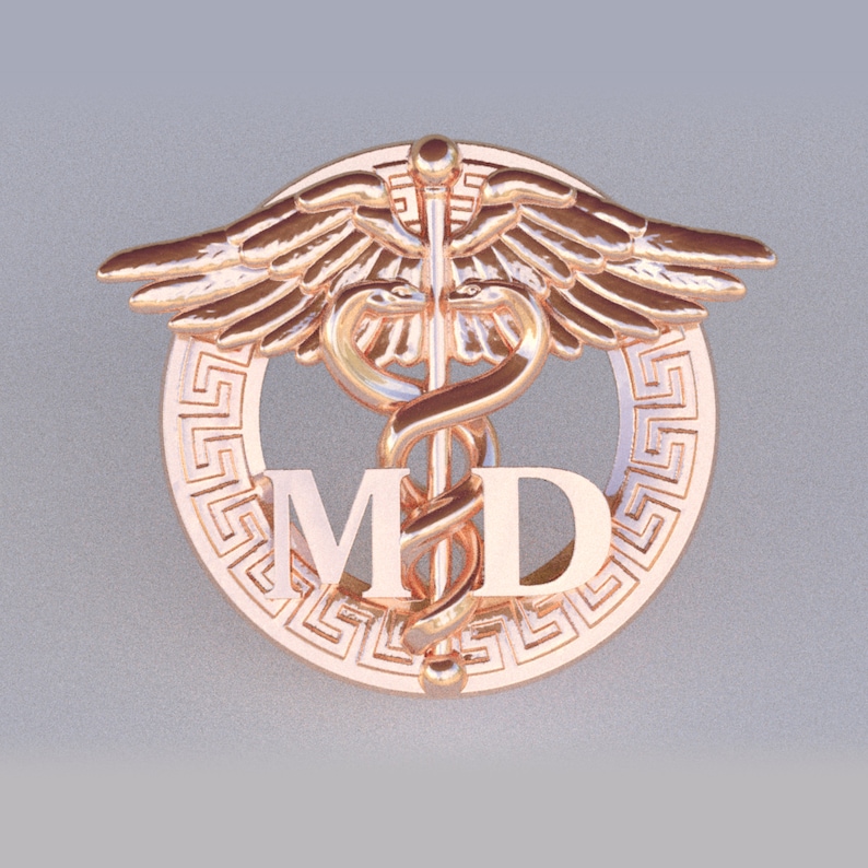 Medical Pin MD Greek Design, Gift for Doctor Army Doctor Caduceus ...