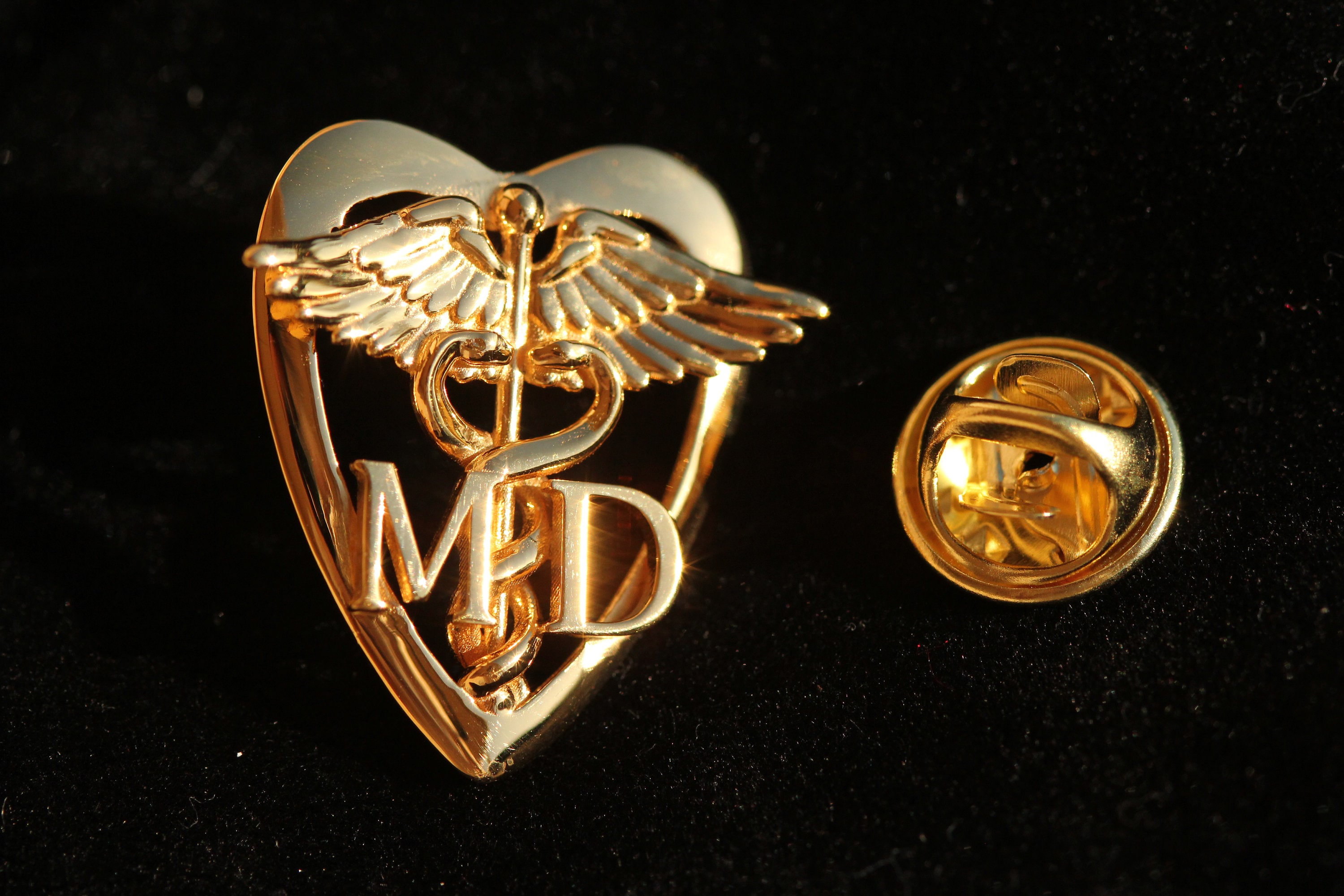 Medical Symbol MD Heart Lapel Pin, Staff of Hermes, Caduceus Medical ...