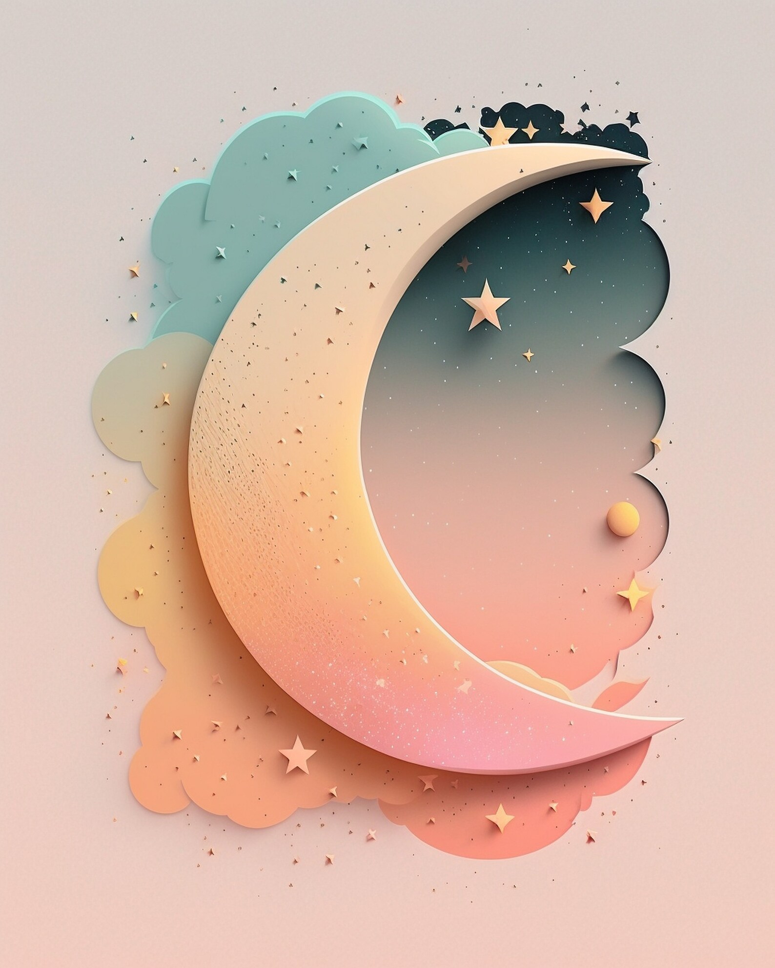 Half Moon in Pastel Colors, Nursery Print for Instant Download ...