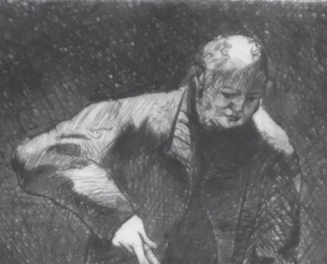 Etching 'man With Broom' - Etsy