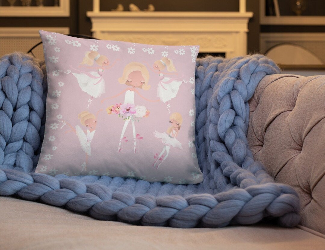 Ballet Pillow, Ballerina and Flower Print Pink Pillow - Etsy