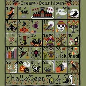 PDF Pattern, Halloween Creepy Countdown, Two Versions, Spooky, Ghost ...