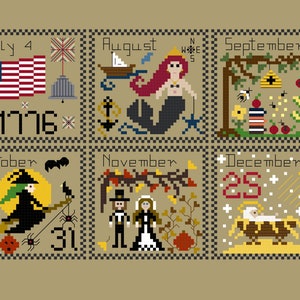 PDF, Set 1 and 2 Months of the Year, Cross Stitch Patterns, January to ...