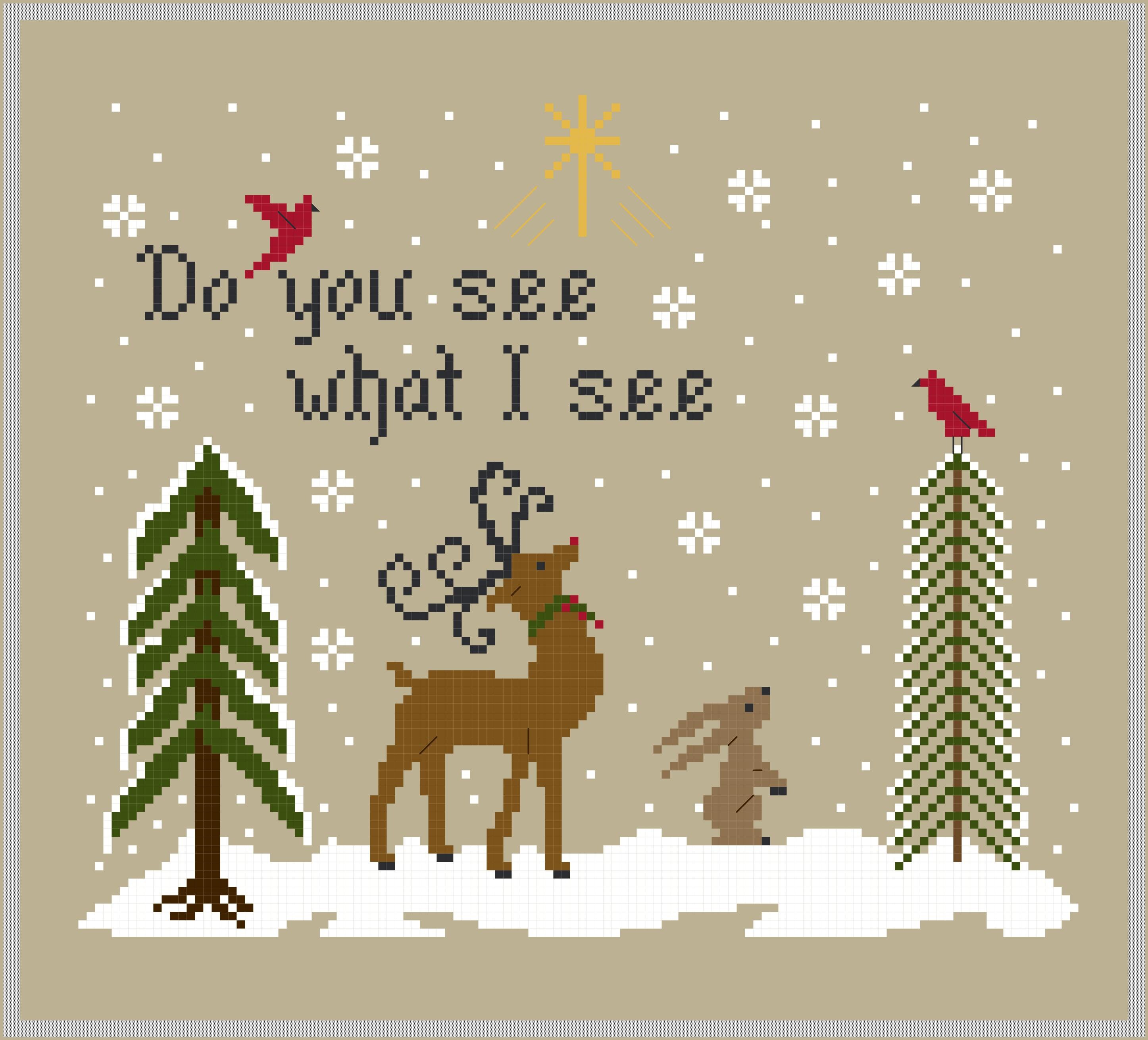 PDF, Do You See What I See, Christmas Cross Stitch Pattern: Deer ...