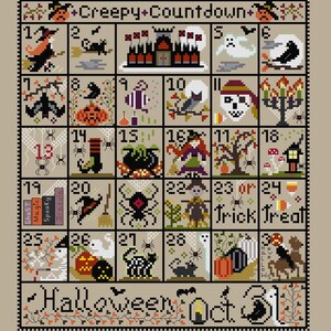 PDF Pattern, Halloween Creepy Countdown, Two Versions, Spooky, Ghost ...