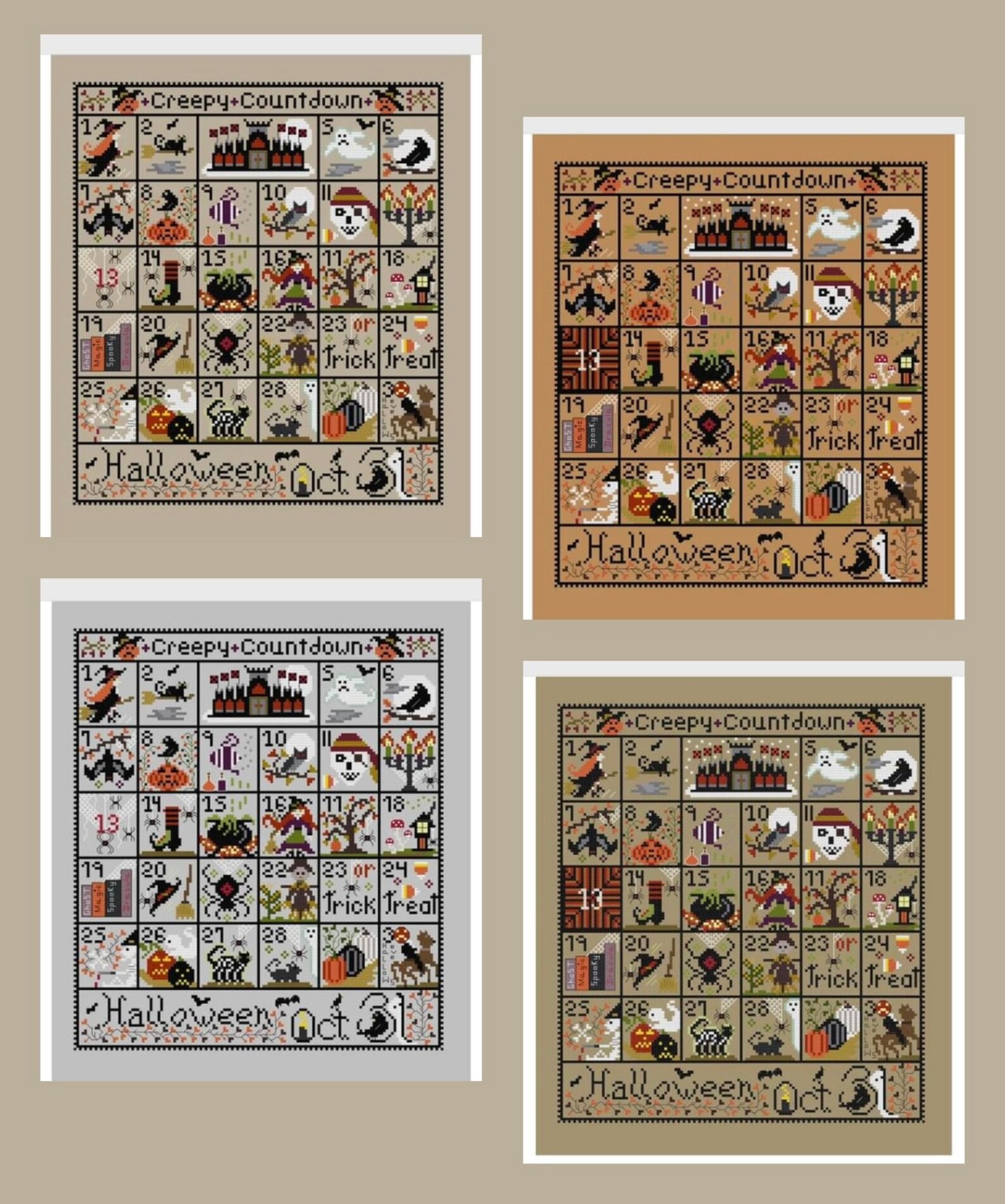 PDF Pattern, Halloween Creepy Countdown, Two Versions, Spooky, Ghost ...