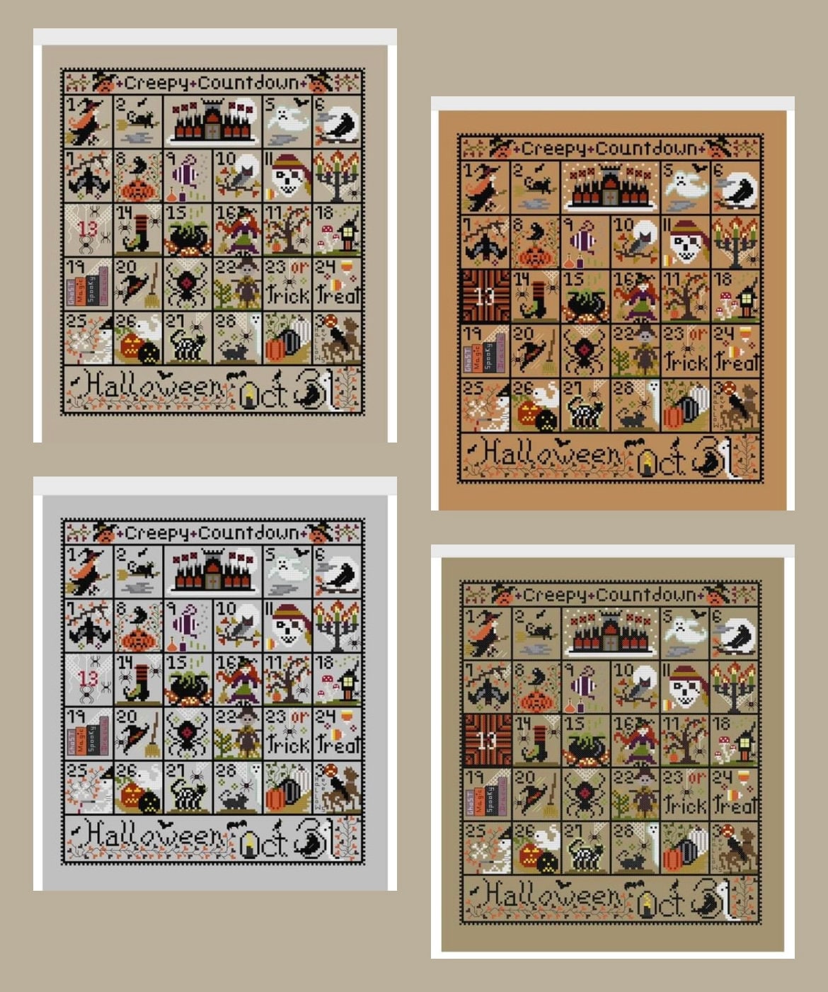 PDF Pattern, Halloween Creepy Countdown, Two Versions, Spooky, Ghost ...