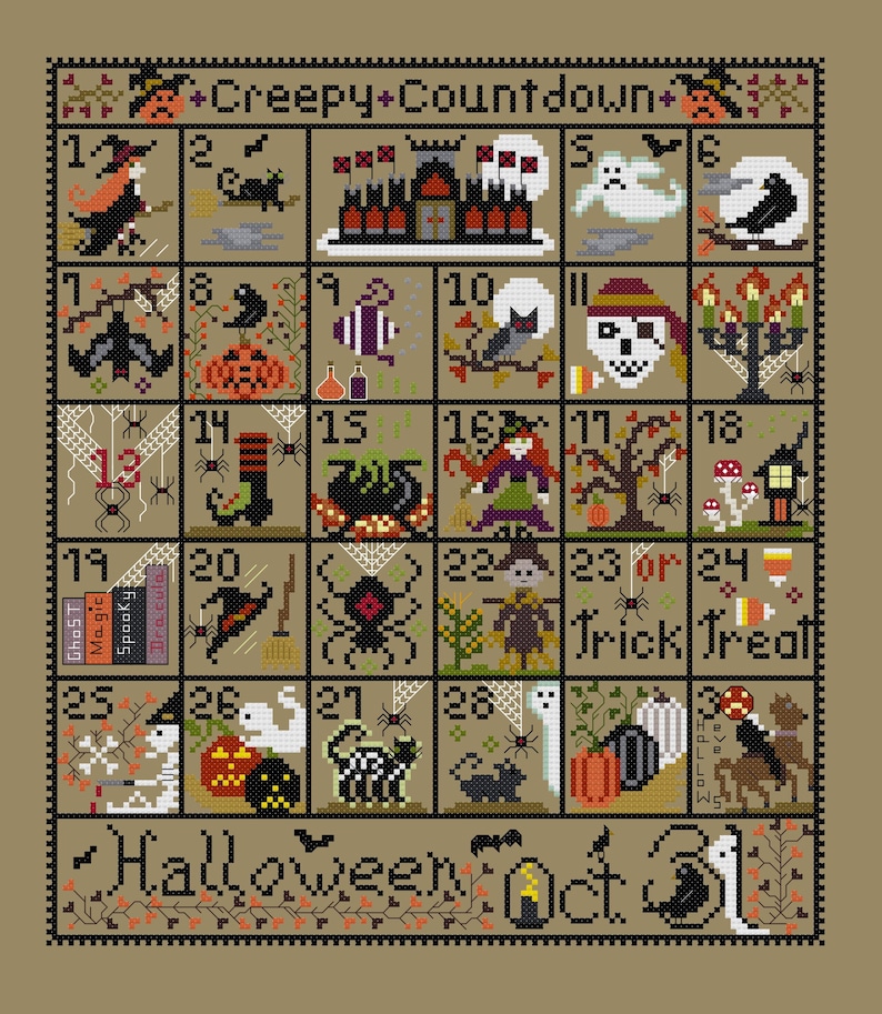 PDF Pattern, Halloween Creepy Countdown, Two Versions, Spooky, Ghost ...