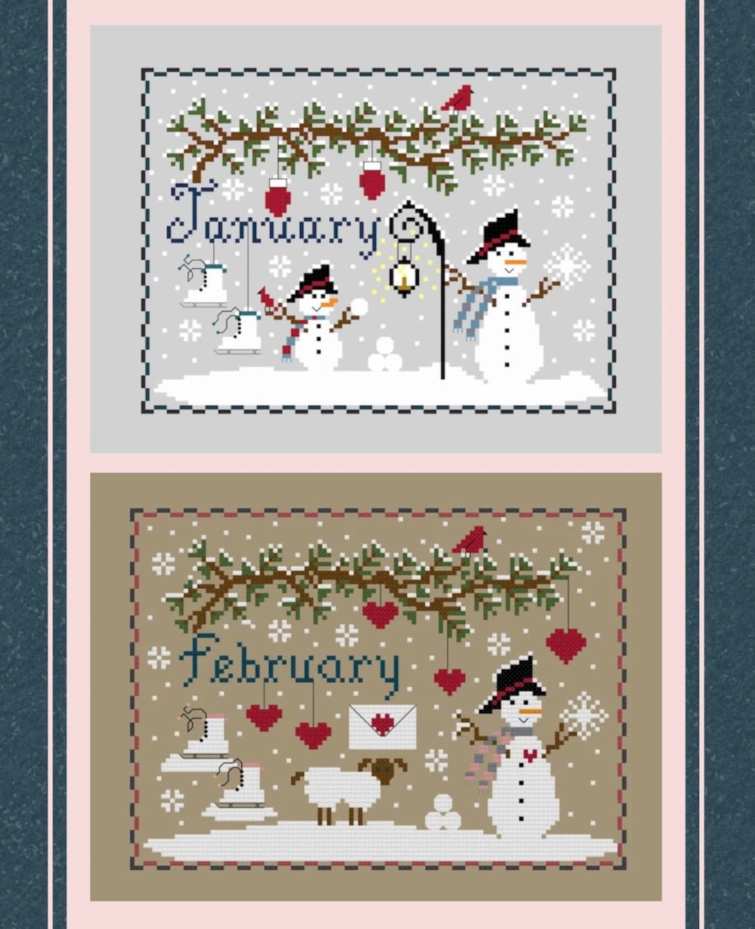 Months of the Year Cross Stitch Pattern Set, January to December (PDF ...