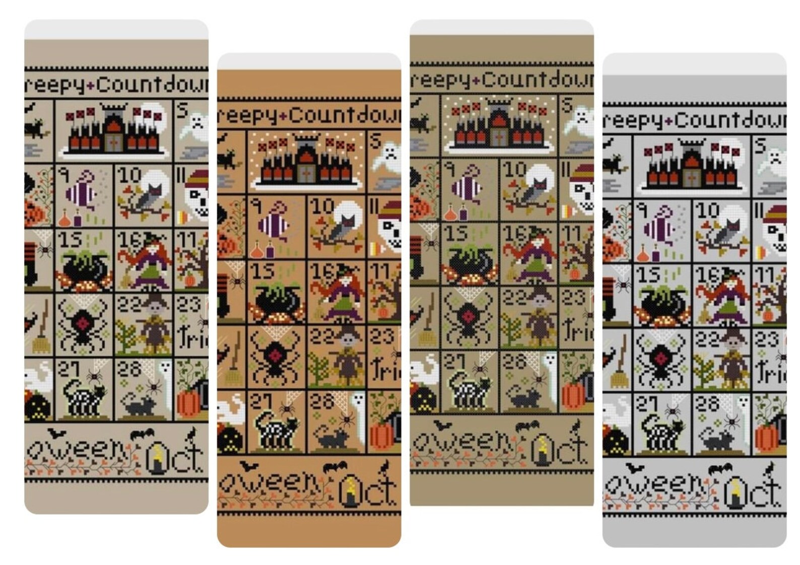 PDF Pattern, Halloween Creepy Countdown, Two Versions, Spooky, Ghost ...
