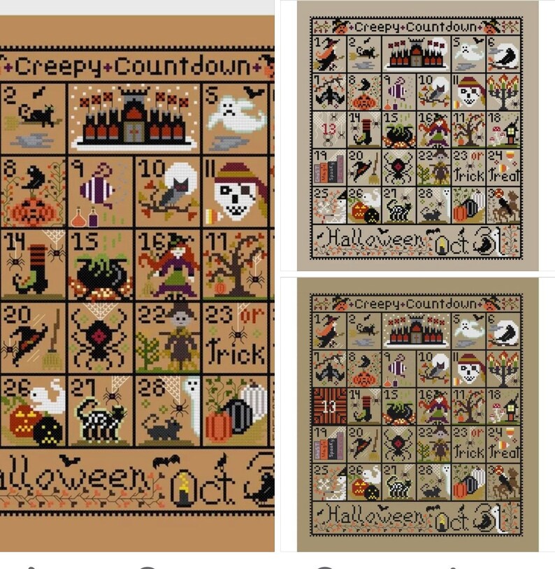PDF Pattern, Halloween Creepy Countdown, Two Versions, Spooky, Ghost ...