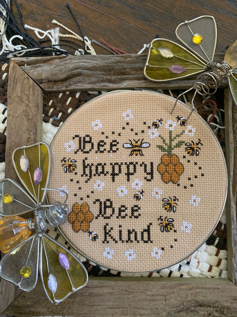 Buy PDF Bee Happy Cross Stitch Pattern Bees Cross Stitch Bees Online in ...