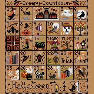 PDF Pattern, Halloween Creepy Countdown, Two Versions, Spooky, Ghost ...
