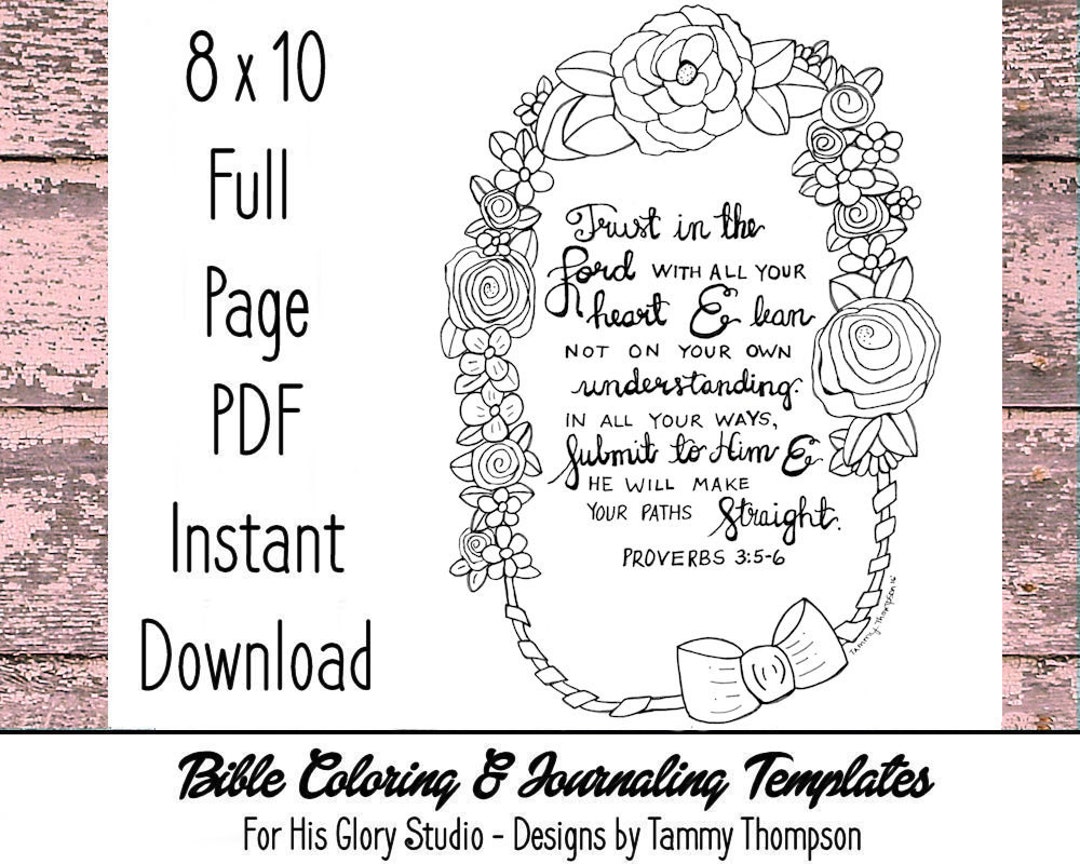 Trust in the Lord - Bible Journaling, Adult Coloring, Bible Verse, Full ...