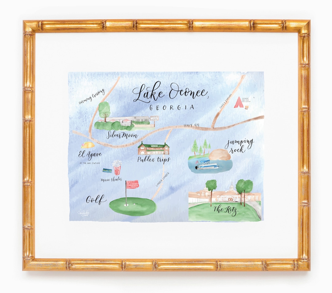 Lake Oconee Map - Etsy