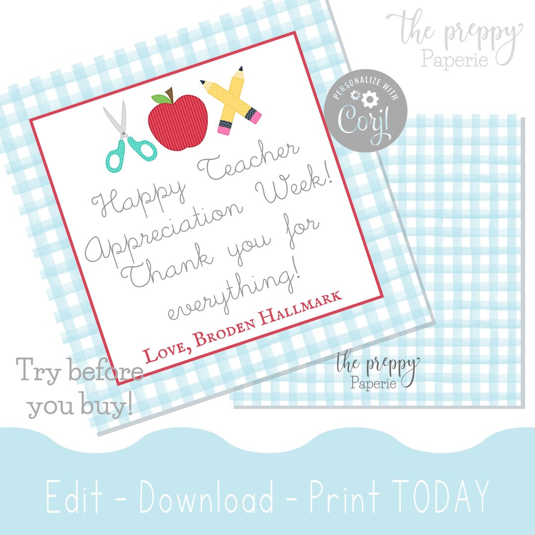 Printable Teacher Appreciation Week Gift Tag, Teacher Gift Tags, End of ...