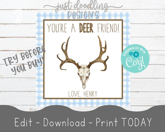 PRINTABLE Hunting Valentines Deer Valentine Cards - Etsy