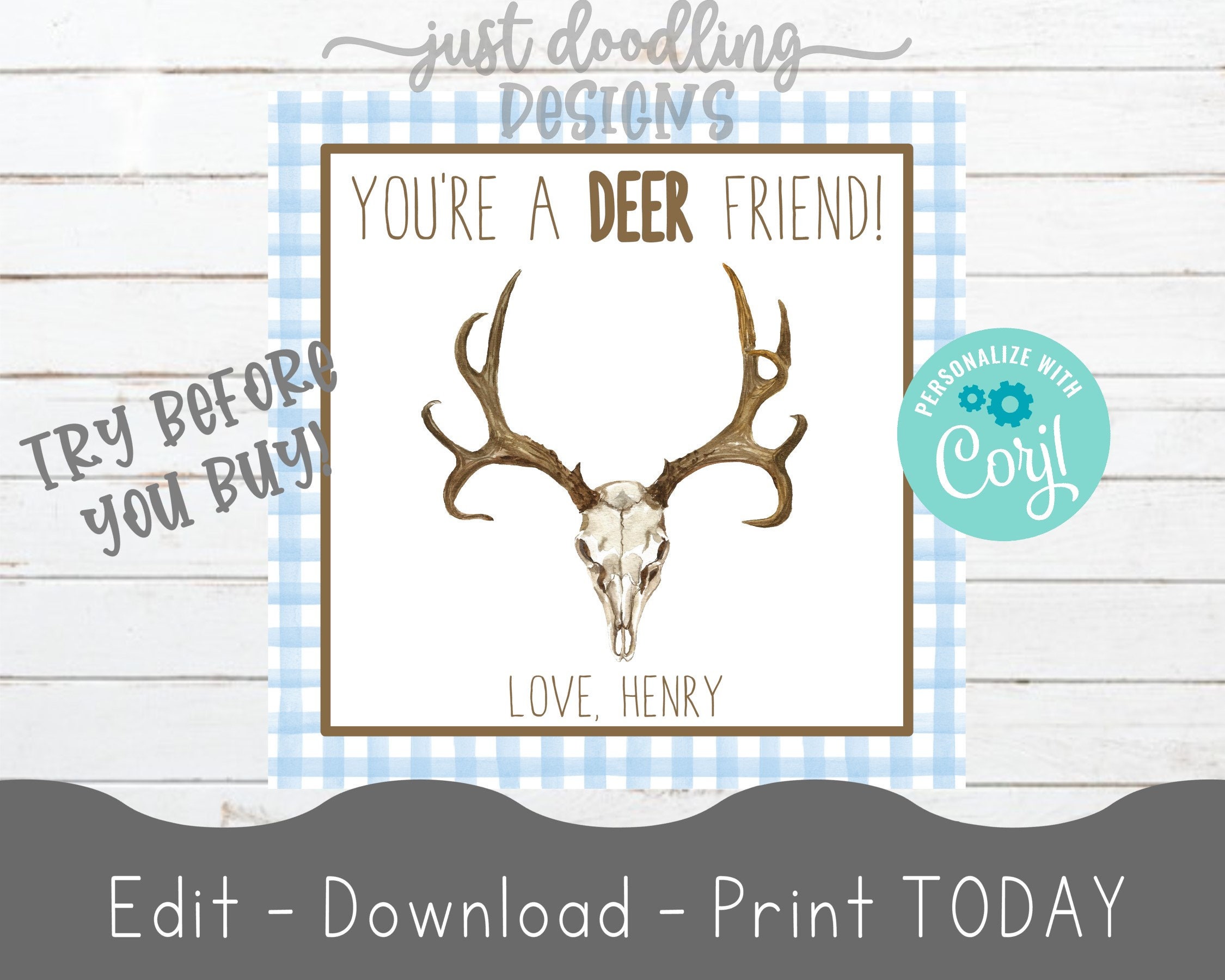 PRINTABLE Hunting Valentines Deer Valentine Cards Printable Hunting ...