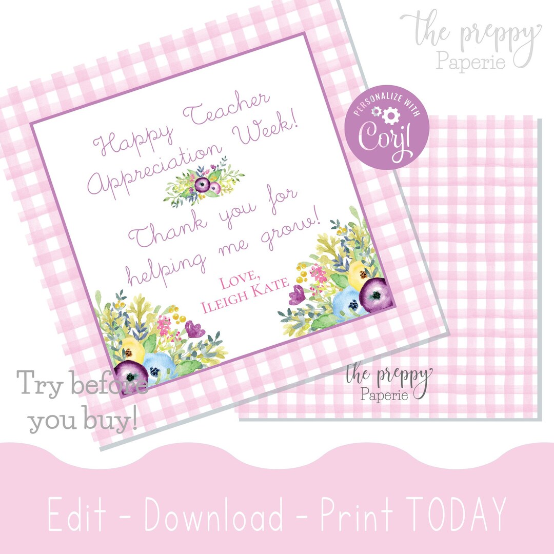 Printable Teacher Appreciation Week Gift Tag, Thank You for Helping Me ...
