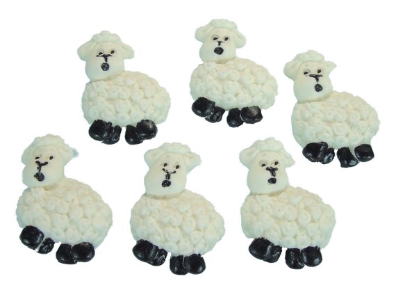 6 Edible Lovely White Sheep Cake Decorations Cupcake Toppers | Etsy
