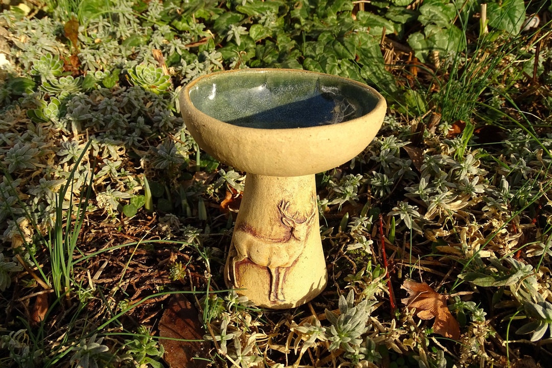 Stag Handmade Ceramic Offering Bowl, Green Glaze Stoneware Ritual ...