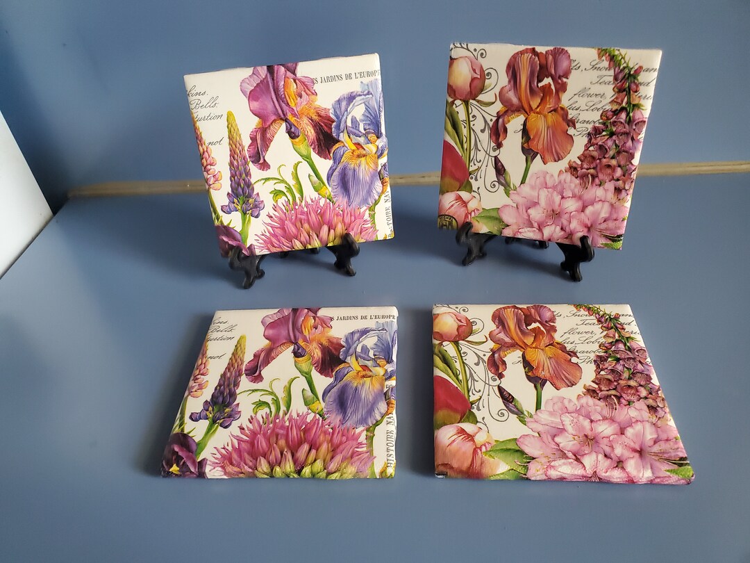 Napa Valley Tile Coasters, Decoupage Coasters, Upcycled, Napkin Coaster ...