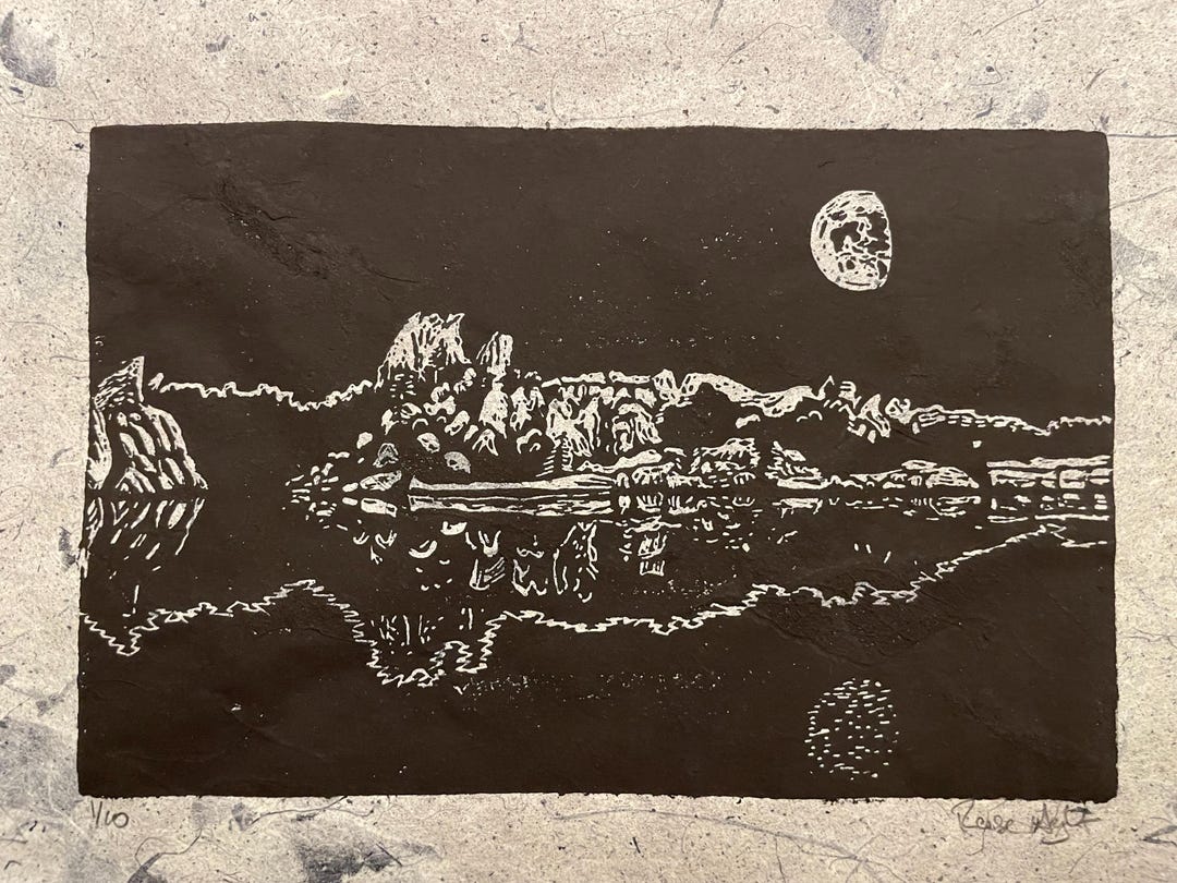 Custer State Park at Night - Block Print - Etsy