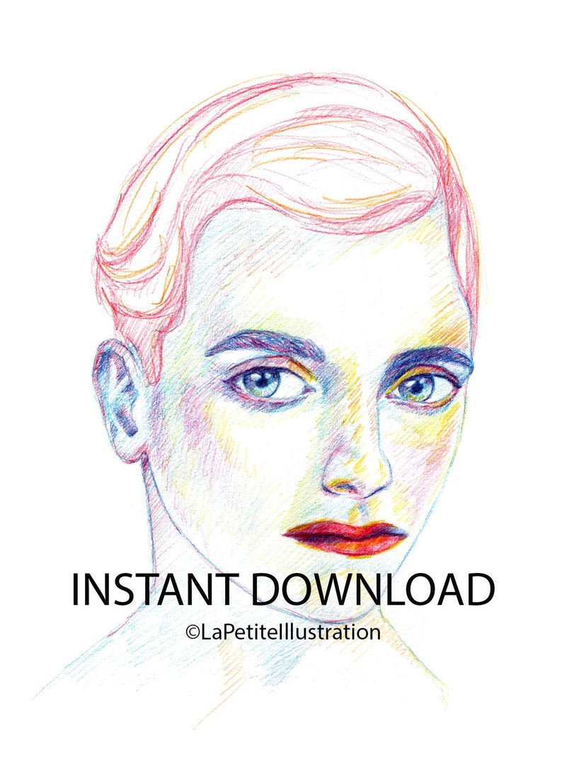 Redhead. Pencil Drawing Printable Instant Downloadable Art - Etsy