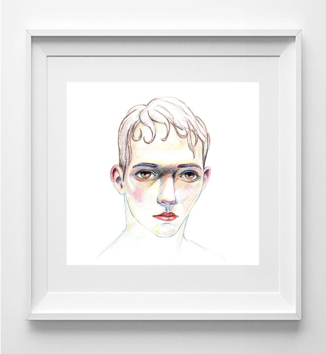 BROWN BOY. Drawing With Colored Pencils on Paper, Art on Paper ...