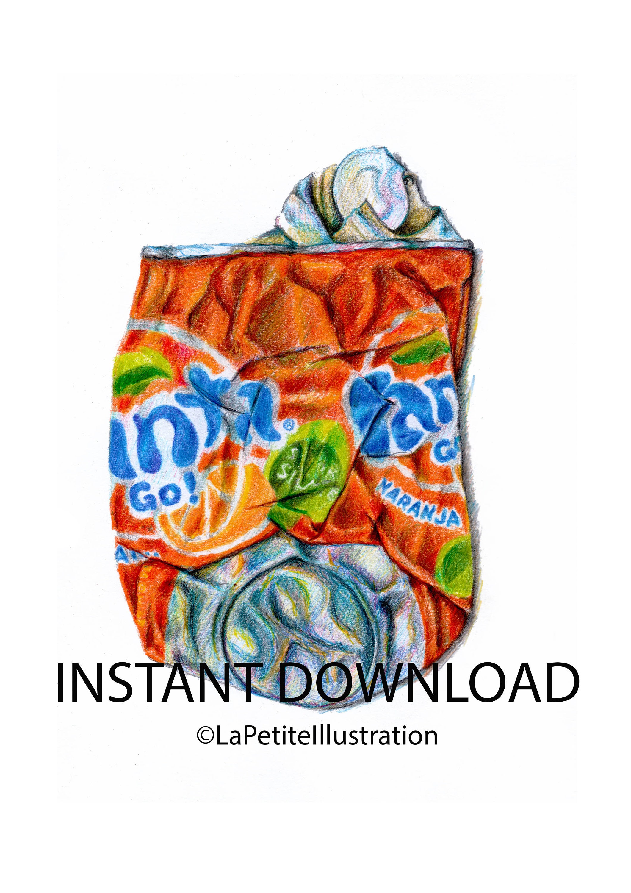ORANGE FANTA. Pencil Drawing Printable, Downloadable Art Snapshot ...